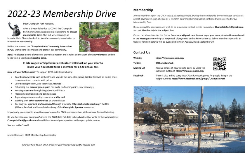 Interac Payment of Membership Fees – Champlain Park Community